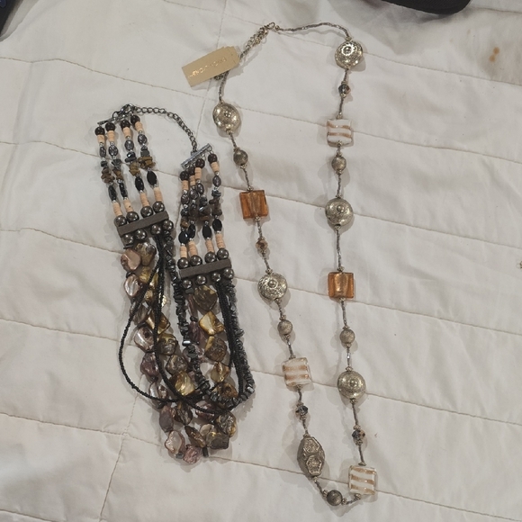 Erica Lyons | Jewelry | Erica Lyons Silver And Brown Beaded Necklace ...